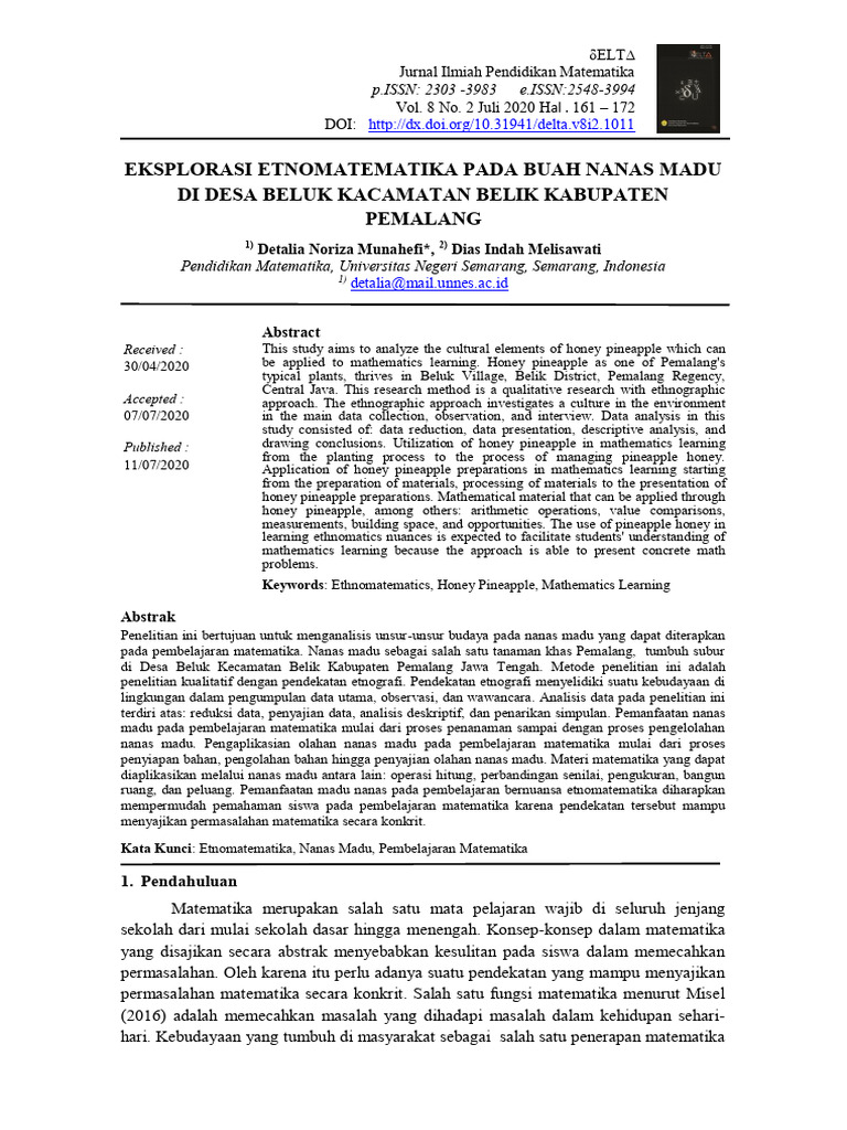 Etnomatematika Nanas Madu Pemalang | PDF