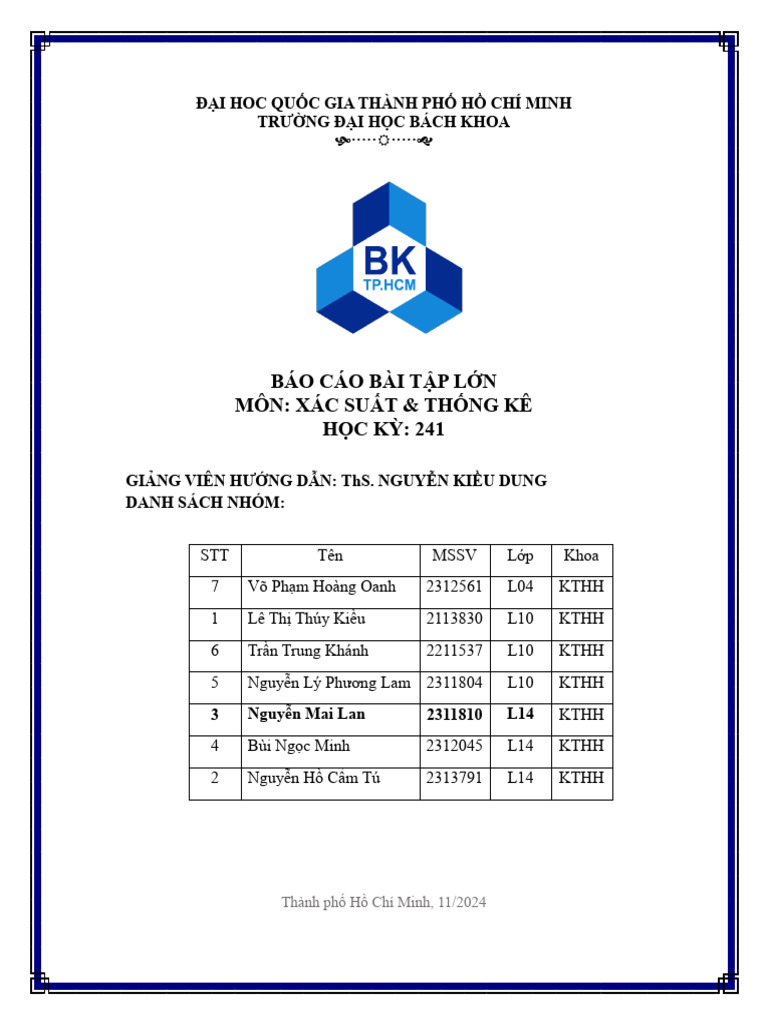 BÁO CÁO XSTK - KHOA HÓA - Chính TH C | PDF
