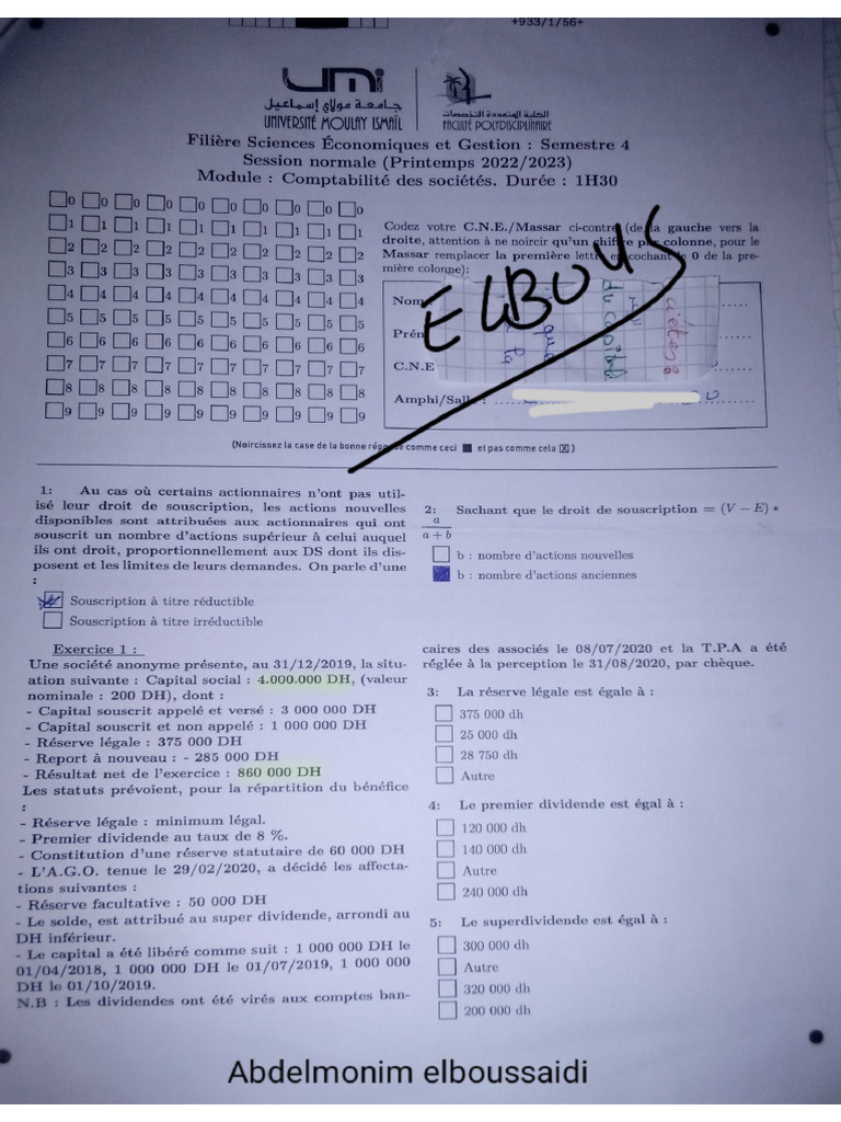 Correction Comptabilité Des Sociétés | PDF