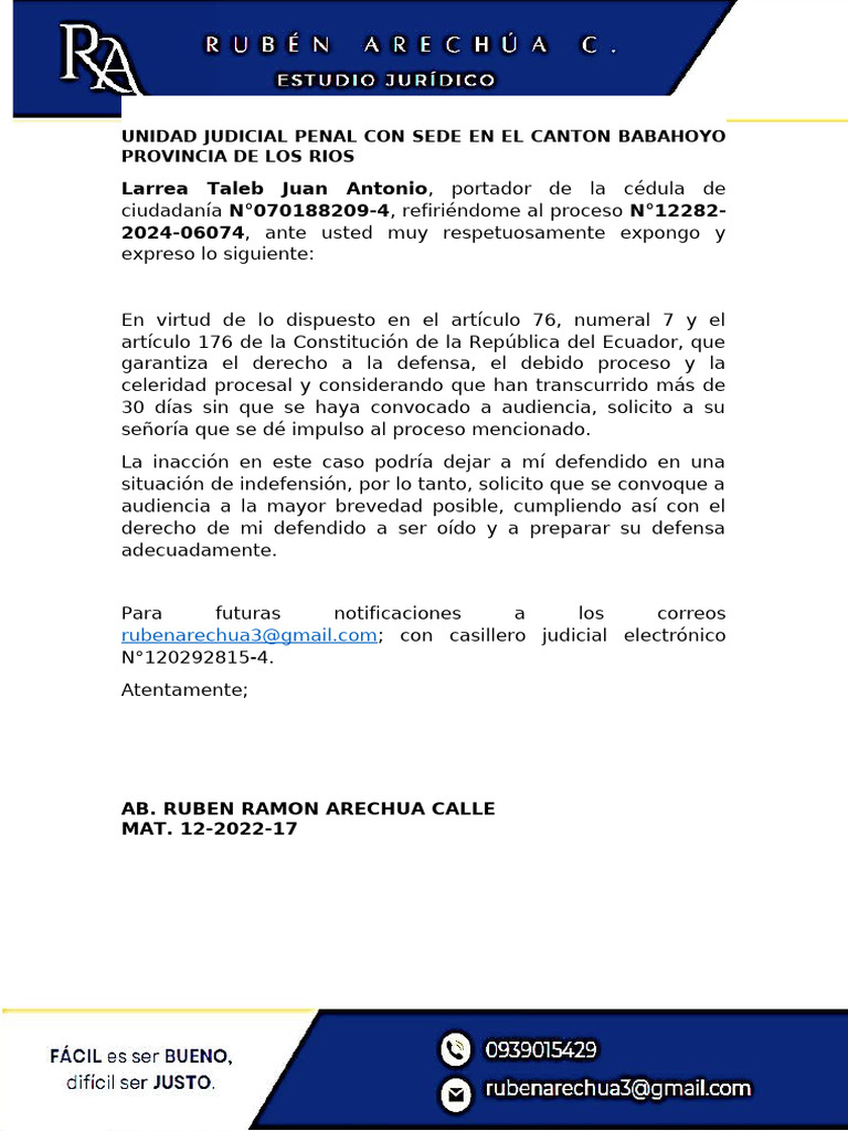 Larrea Taleb Juan Antonio N°070188209-4 N°12282-2024-06074 | PDF