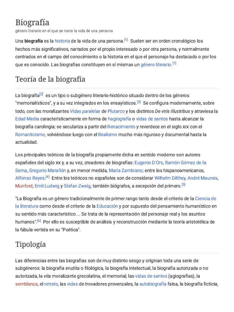 Biografía - Wikipedia, La Enciclopedia Libre | PDF | Biografía
