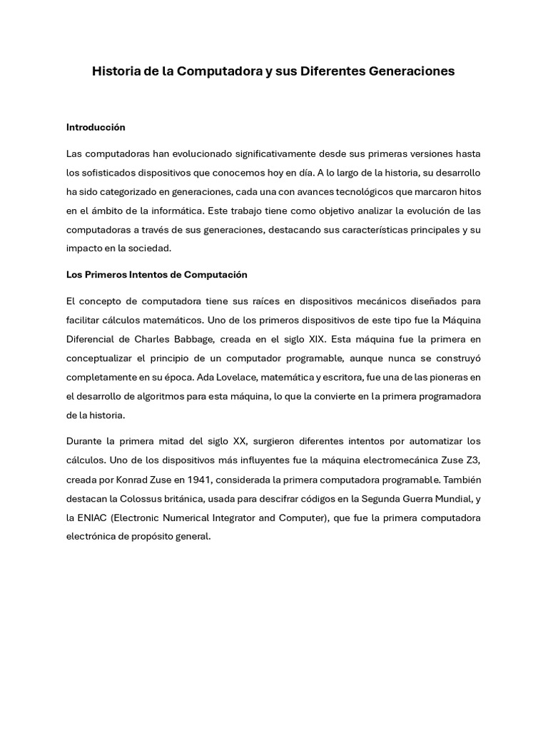 Historia de La Computadora y Sus Diferentes Generaciones | PDF | Ibm ...
