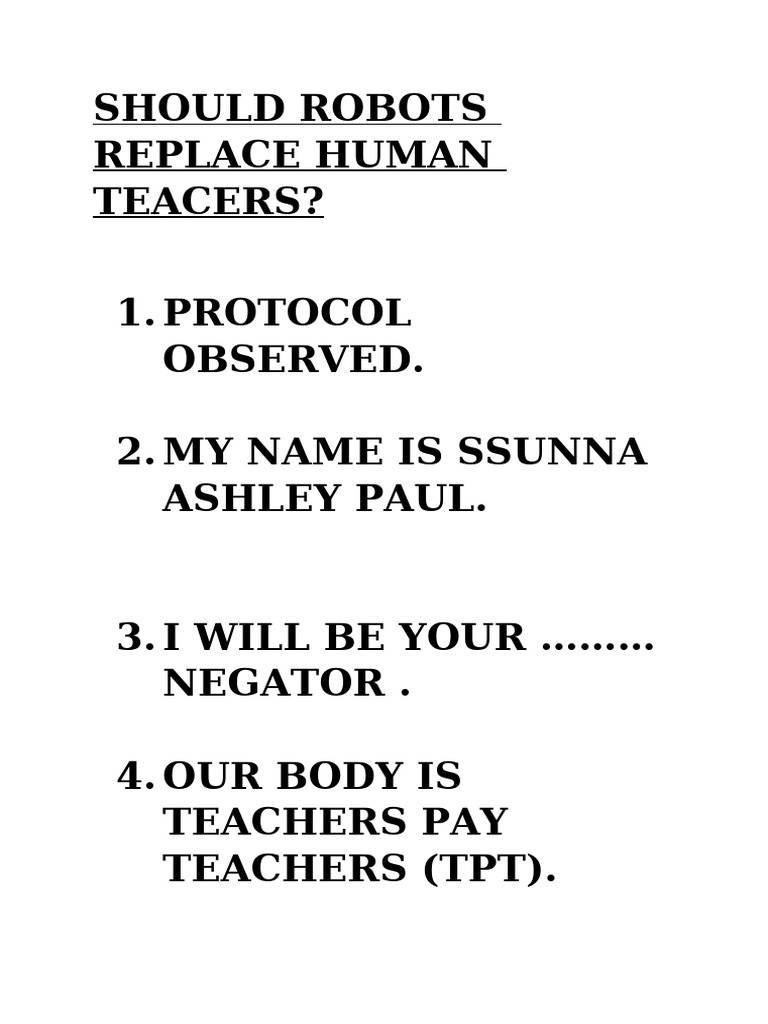 SHOULD ROBOTS REPLACE HUMAN TEACERS | PDF