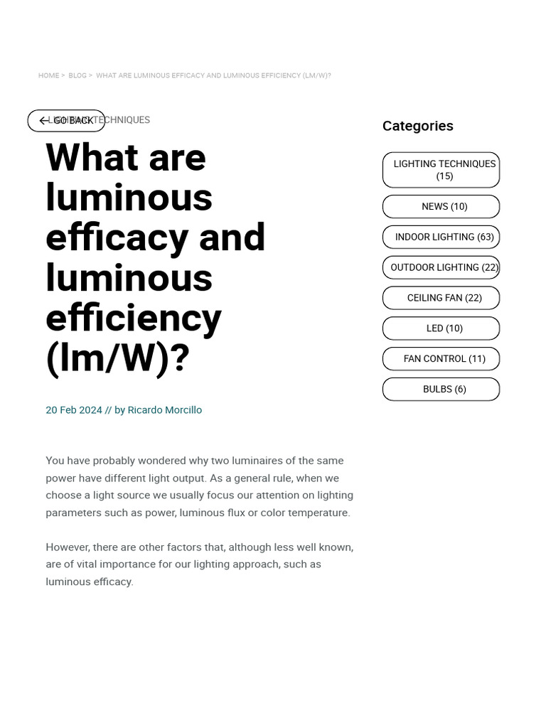 What Is Luminous Efficiency and Luminous Efficacy (LM:W) ? | PDF ...