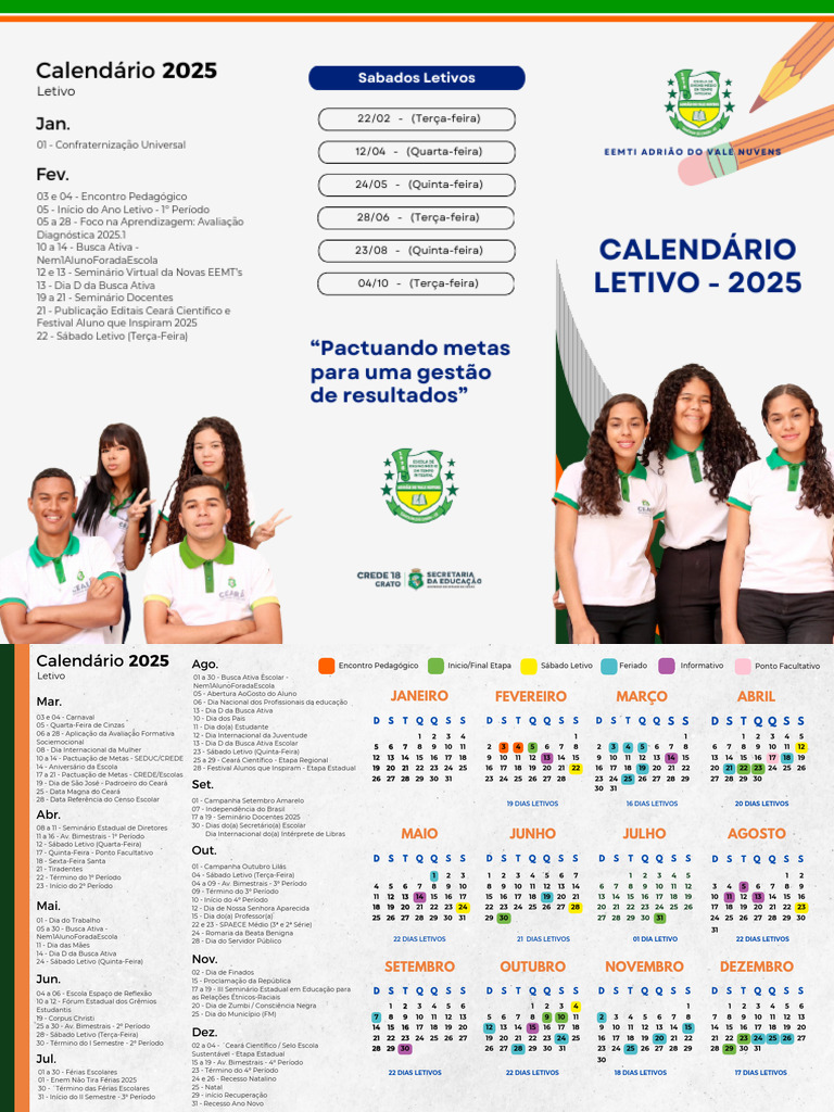 Calendário Letivo 2025 EEMTI Nuvens | PDF
