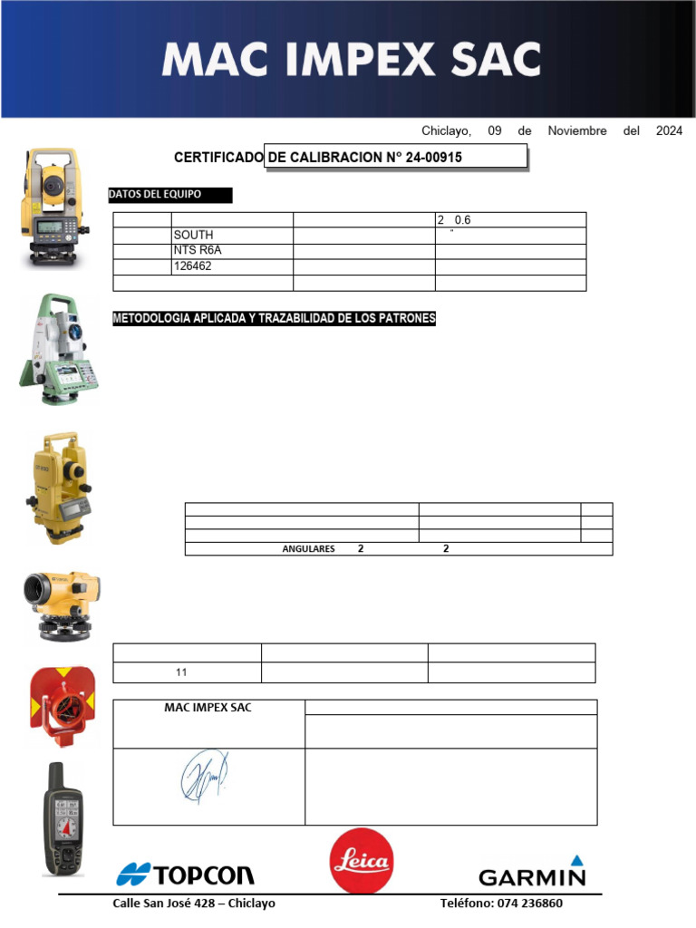 Cerificado de Calibracion Et South Nts R6a | PDF | Calibración | Metrología