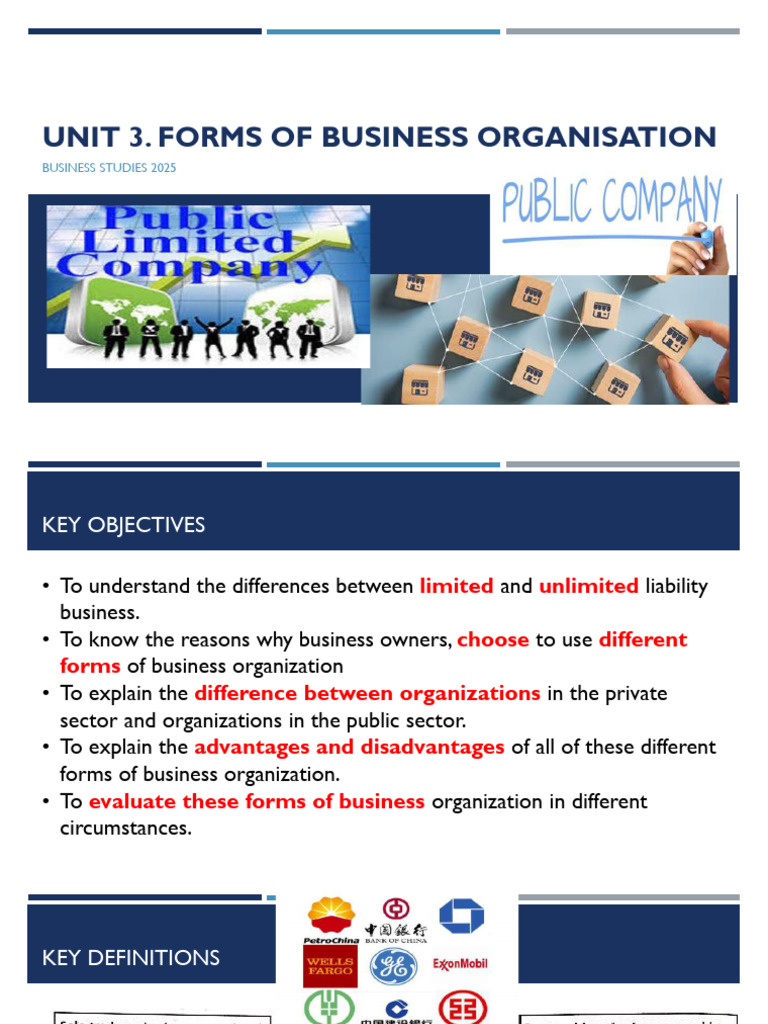 Unit 3 Forms of Business Organisations 2025 | PDF | Legal Liability ...
