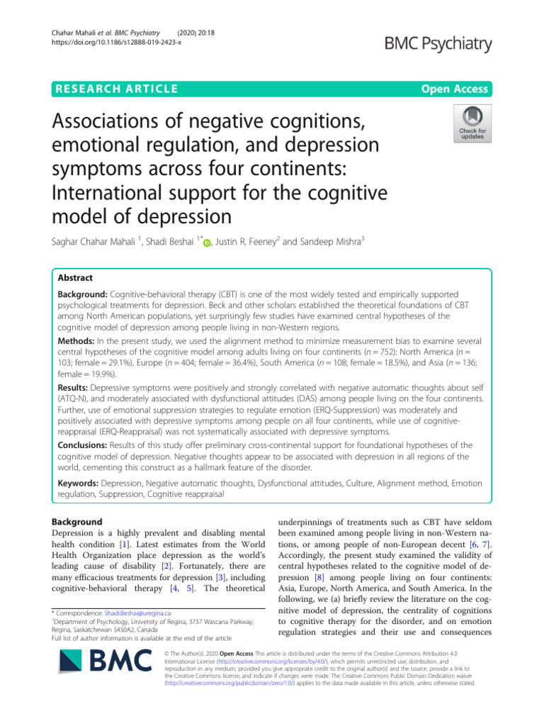 Global Insights on Depression Cognitions | PDF | Major Depressive ...