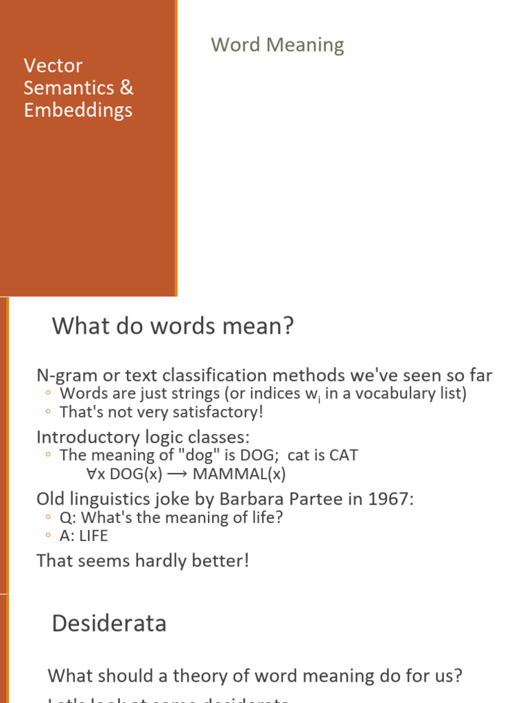 Vector Semantics and Embedding (Part 1) | PDF