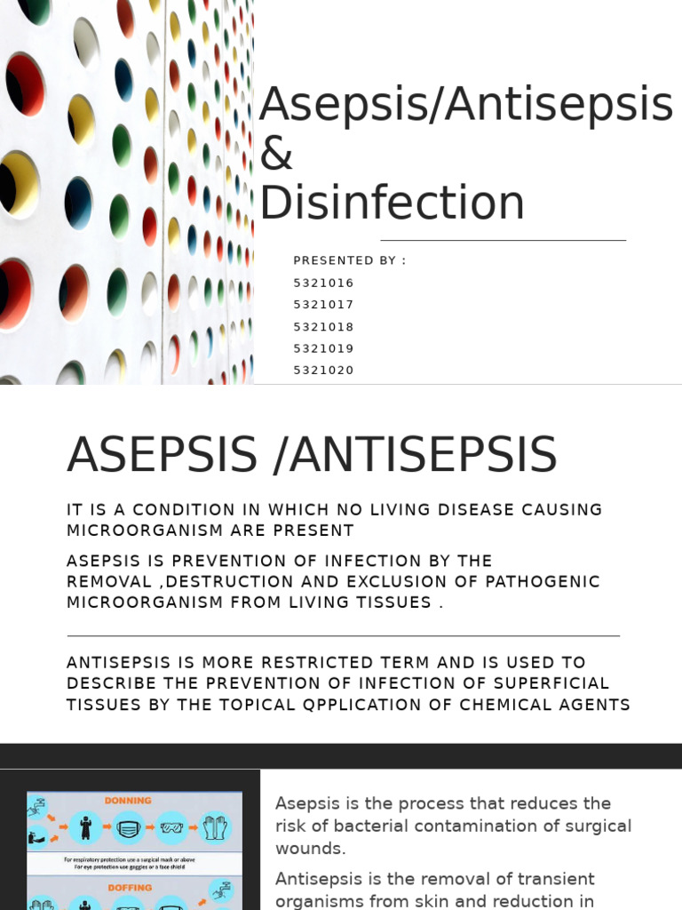Asepsis, Antisepsis, and Disinfection Guide | PDF | Sterilization ...