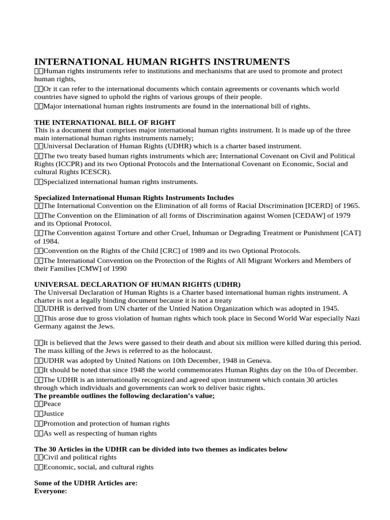 International Human Rights Instruments | PDF | Human Rights | New ...