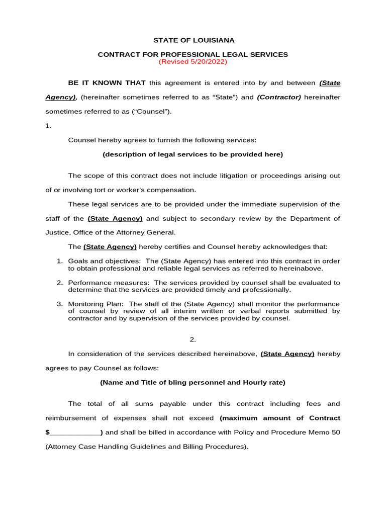 Legal Services Contract Template | PDF | Civil Rights Act Of 1964 | Receipt