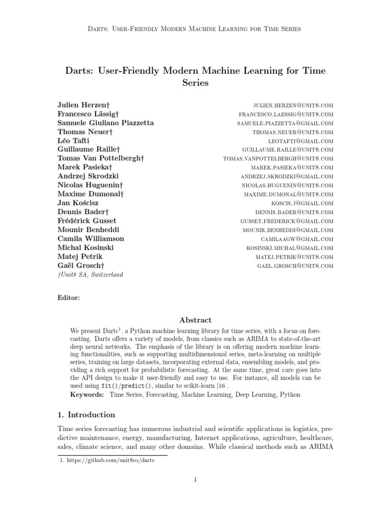 Darts_User-Friendly_Modern_Machine_Learning_for_Ti | PDF | Time Series | Forecasting
