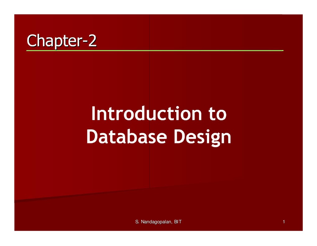 Introduction To Database Design: S. Nandagopalan, BIT 1 | PDF ...