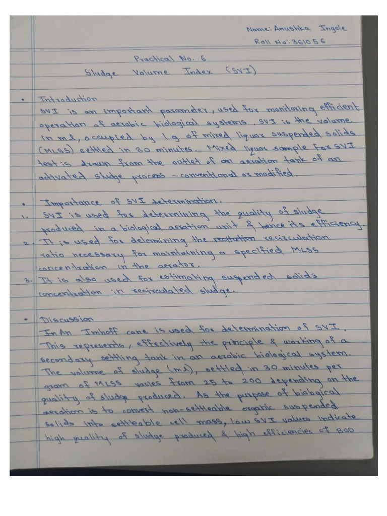 Sludge Volume Index | PDF