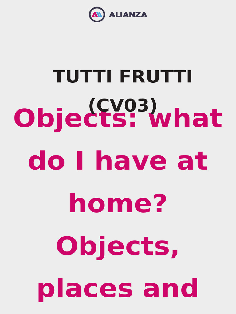 Conversation (Objects What Do I Have at Home Objects, Places and ...