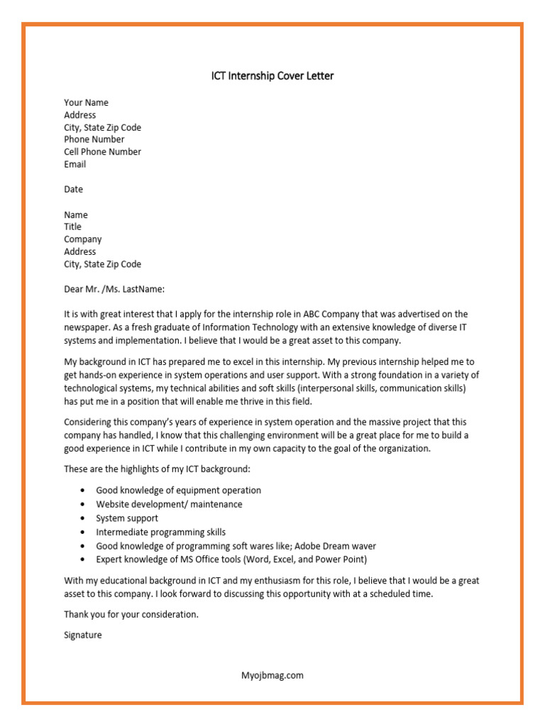 ICT-Internship-Cover-Letter | PDF