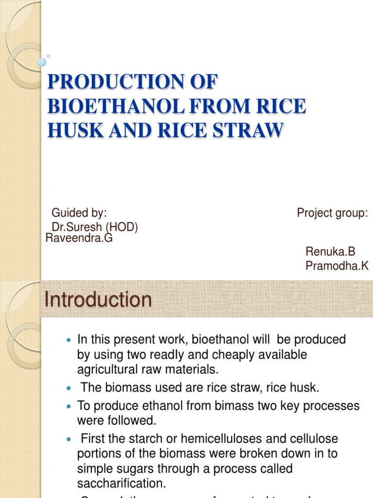 Production of Bioethanol From Rice Husk and Rice Straw | PDF | Biofuel ...