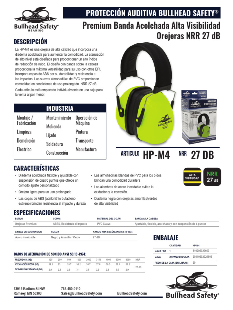 Ficha Tecnica Orejeras | PDF | Materiales | Sonido