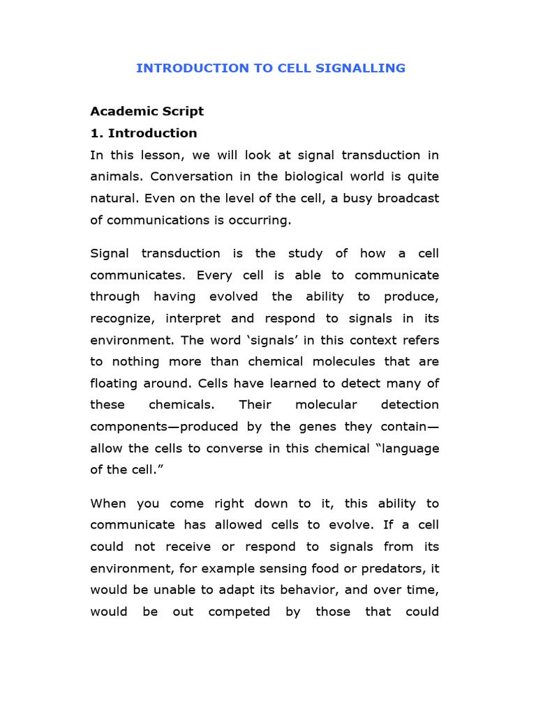 Understanding Cell Signaling Mechanisms | PDF | Cell Signaling | Signal ...