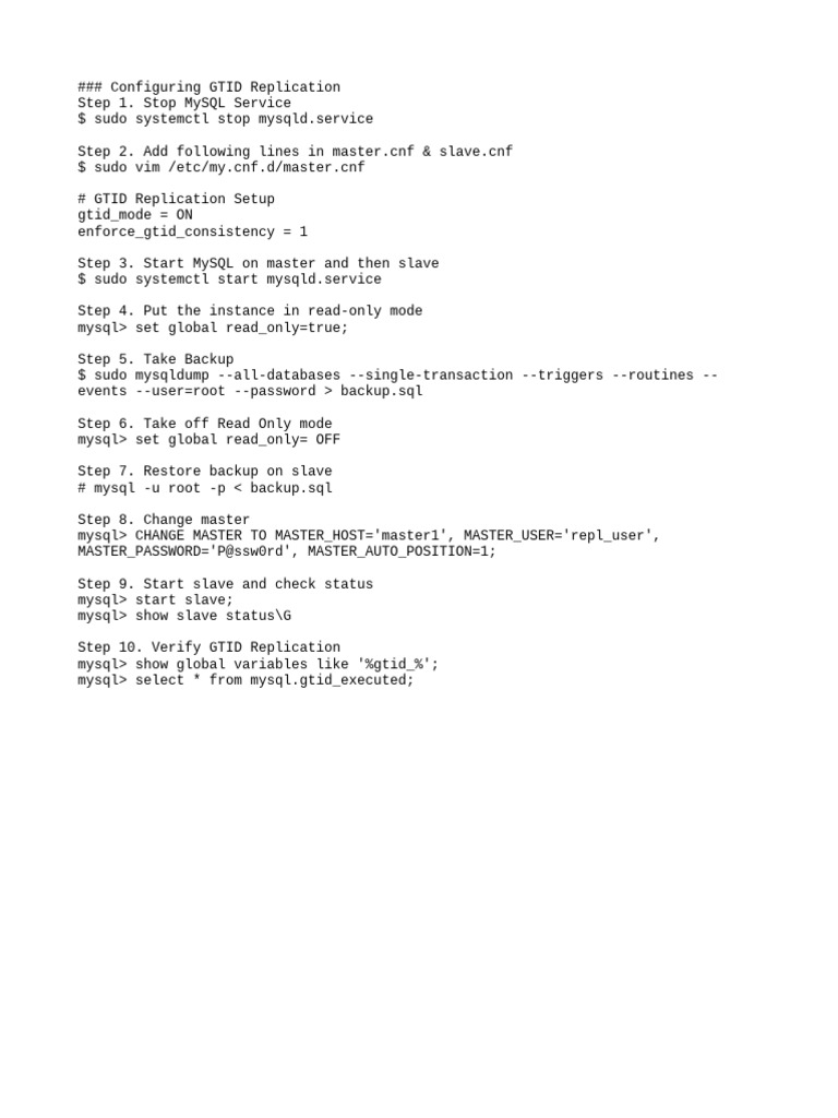 Setting Up GTID Replication | PDF