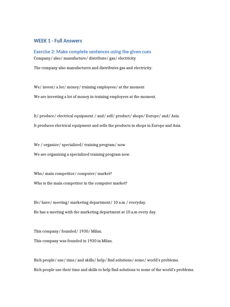 WEEK 1 Full Answers | PDF