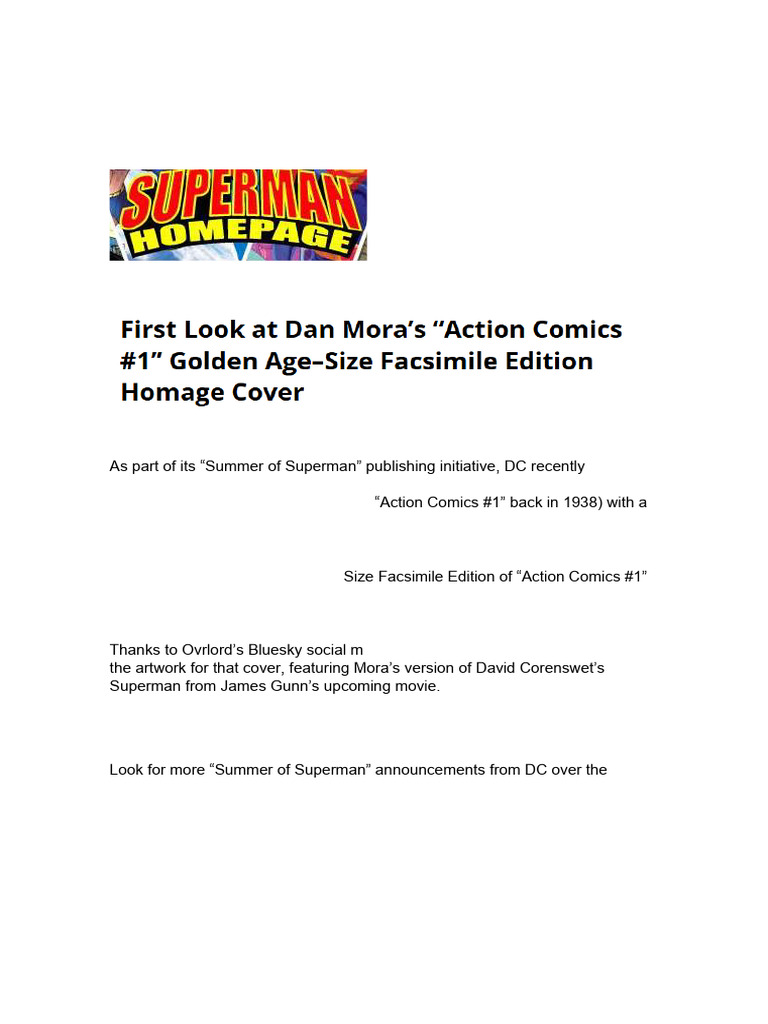 Superman Movie Post Production | PDF | Superman | Dc Comics