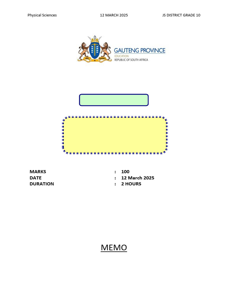 MEMO GRADE 10 PHYSICS MARCH 2025 Moderated | PDF | Sound | Waves