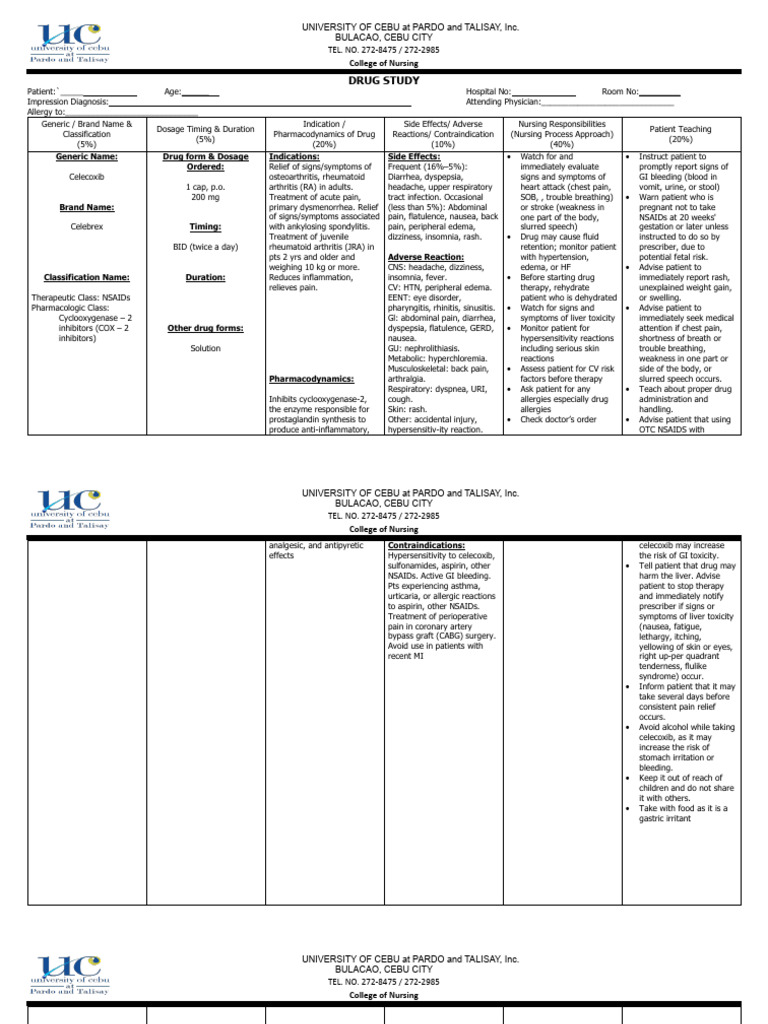 DRUG-STUDY 2 Pages Babybaby | PDF | Nonsteroidal Anti Inflammatory Drug ...