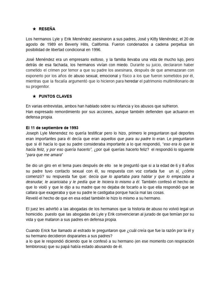 Caso Hermanos Menendez | PDF