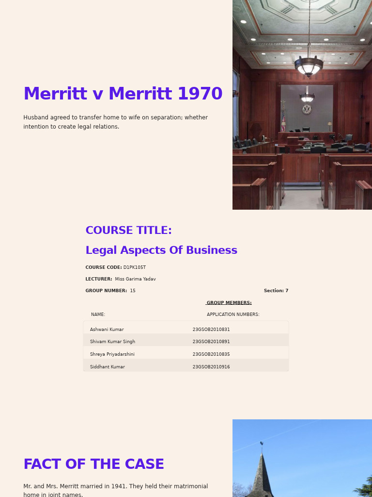 Merritt V Merritt Shivam12 | PDF | Consideration | Breach Of Contract