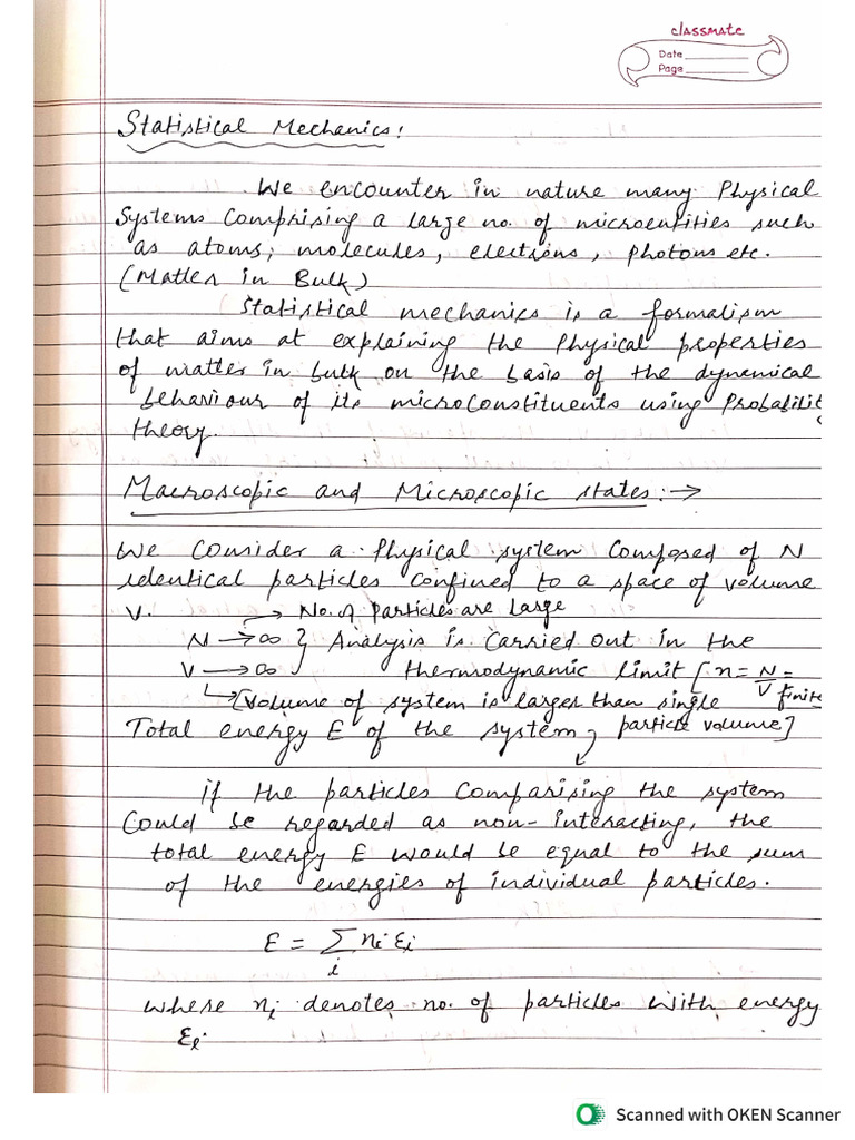 Stat Mech - Unit1 | PDF