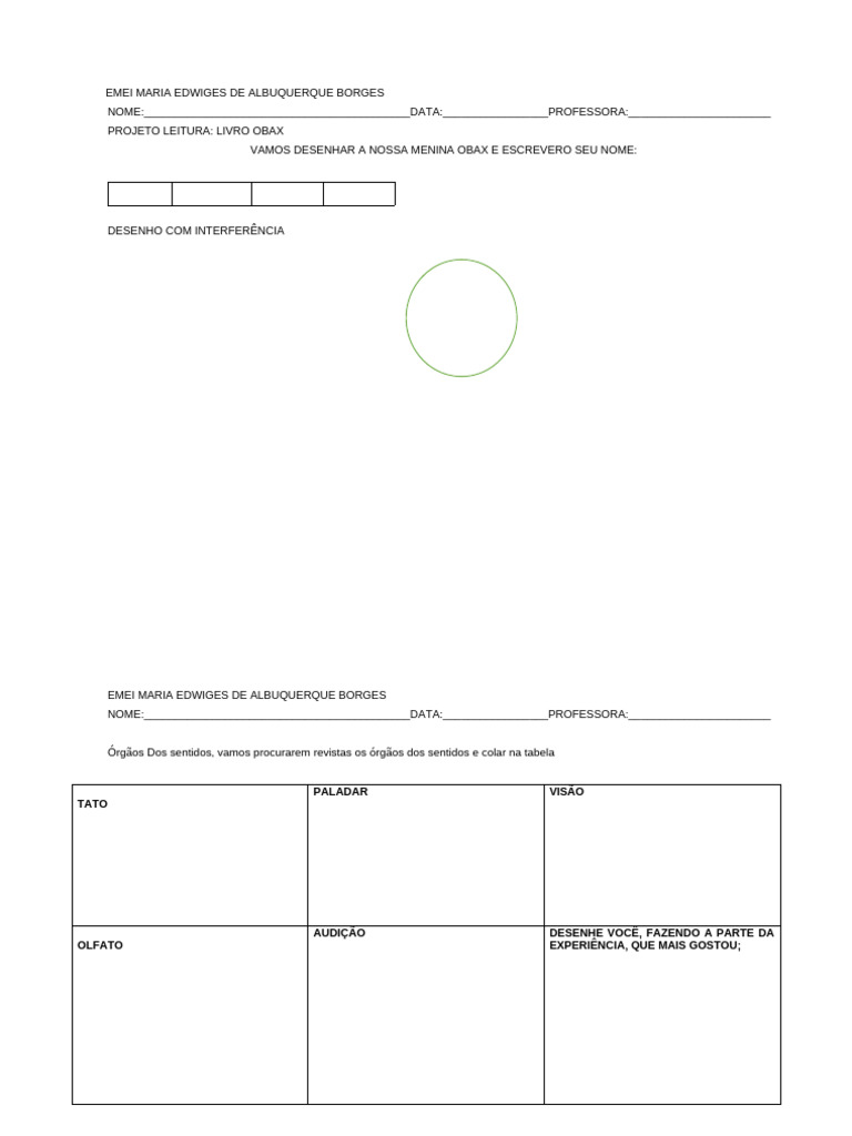 Atividades Projeto - Obax e Mundo Social e Natural | PDF