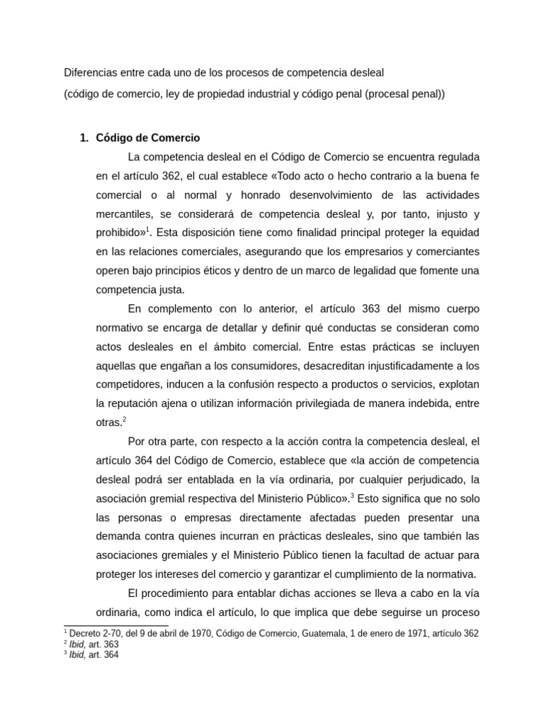 Competencia Desleal en Guatemala: Análisis | PDF | Mandato | Propiedad