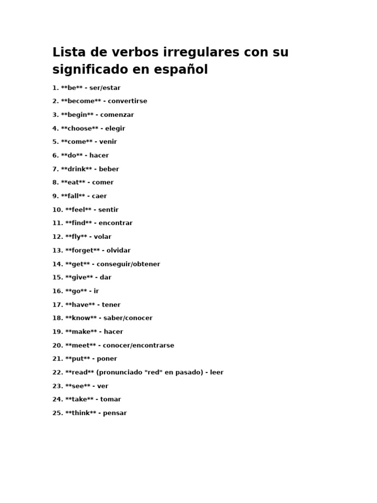 Verbos Irregulares | PDF