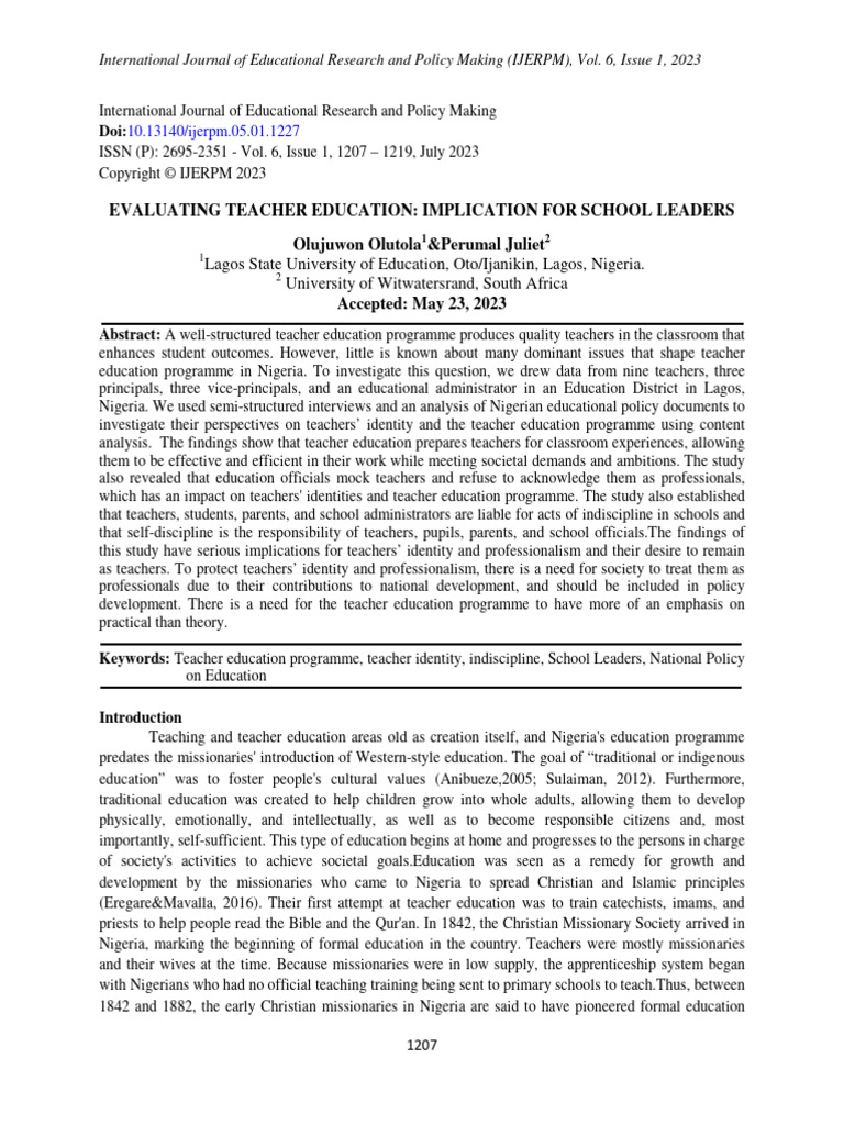 Evaluating Teacher Education Implication | PDF | Teachers | Teacher ...