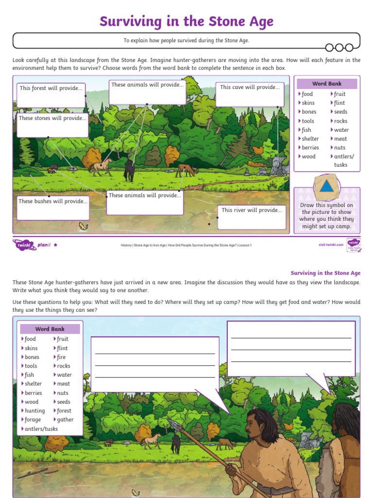 Surviving in the Stone Age Activity Sheets | PDF | Stone Age | Hunter ...