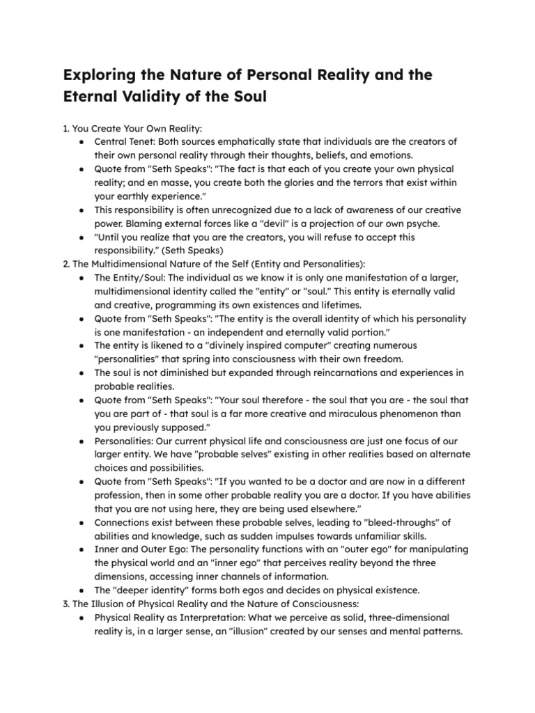 Nature of Personal Reality Explored | PDF | Soul | Consciousness