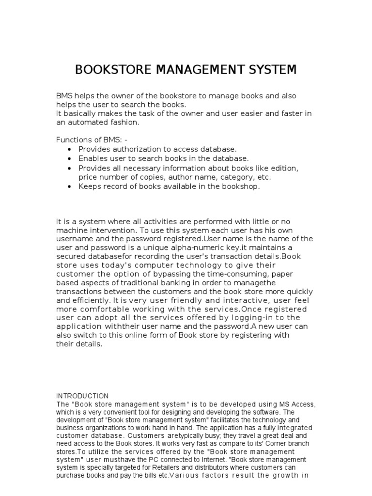 Bookstore Management System Overview | PDF | Feasibility Study | Business