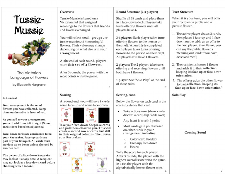 TUSSIE MUSSIE - Reglas publicadas [EN] | PDF
