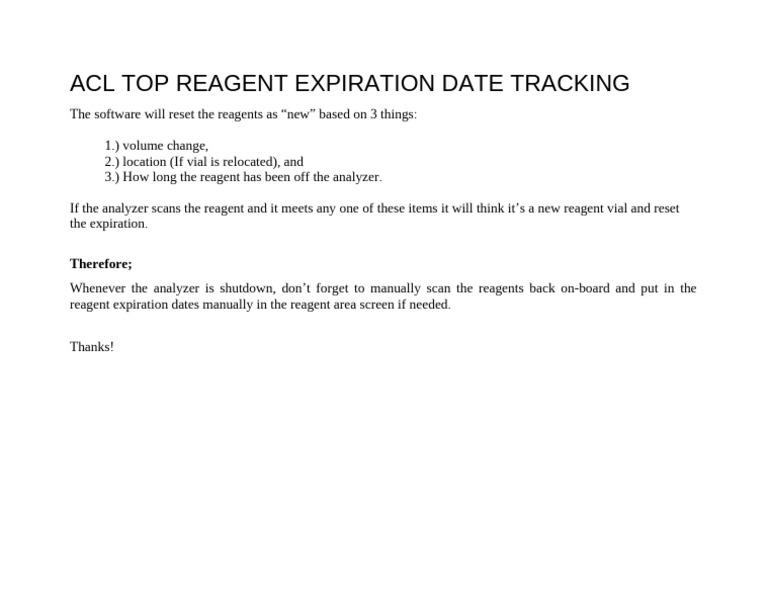 Acl Top Expiration Date Tracking | PDF
