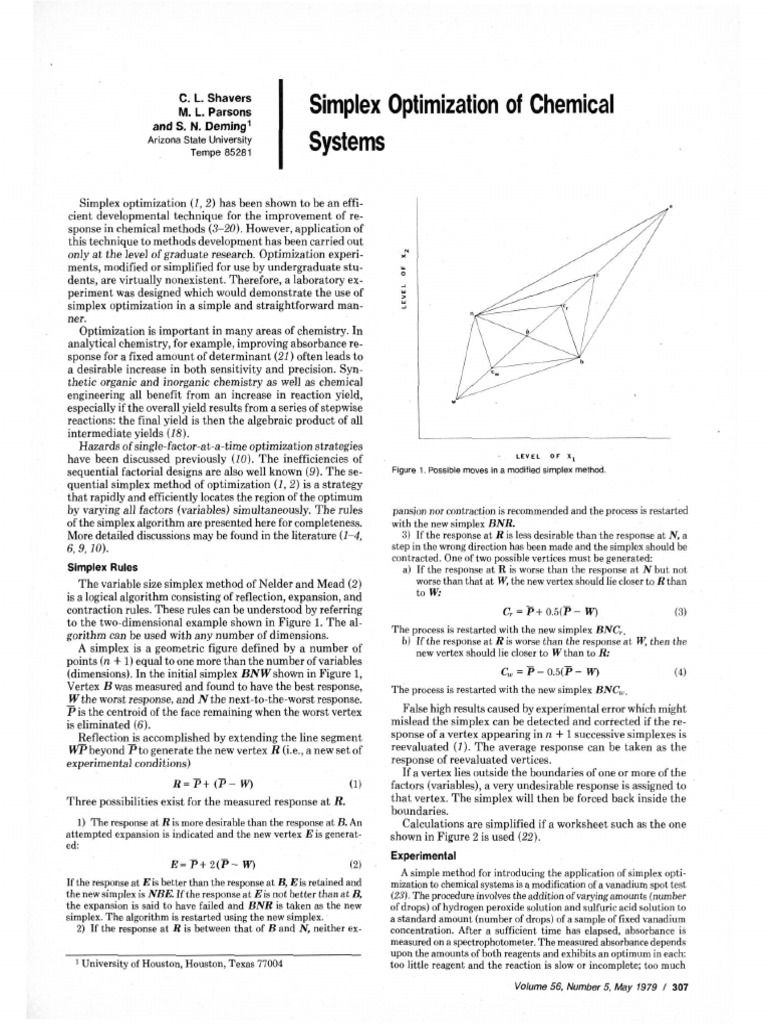 Simplex Optimization of Chemical Systems | PDF | Sulfuric Acid | Chemistry
