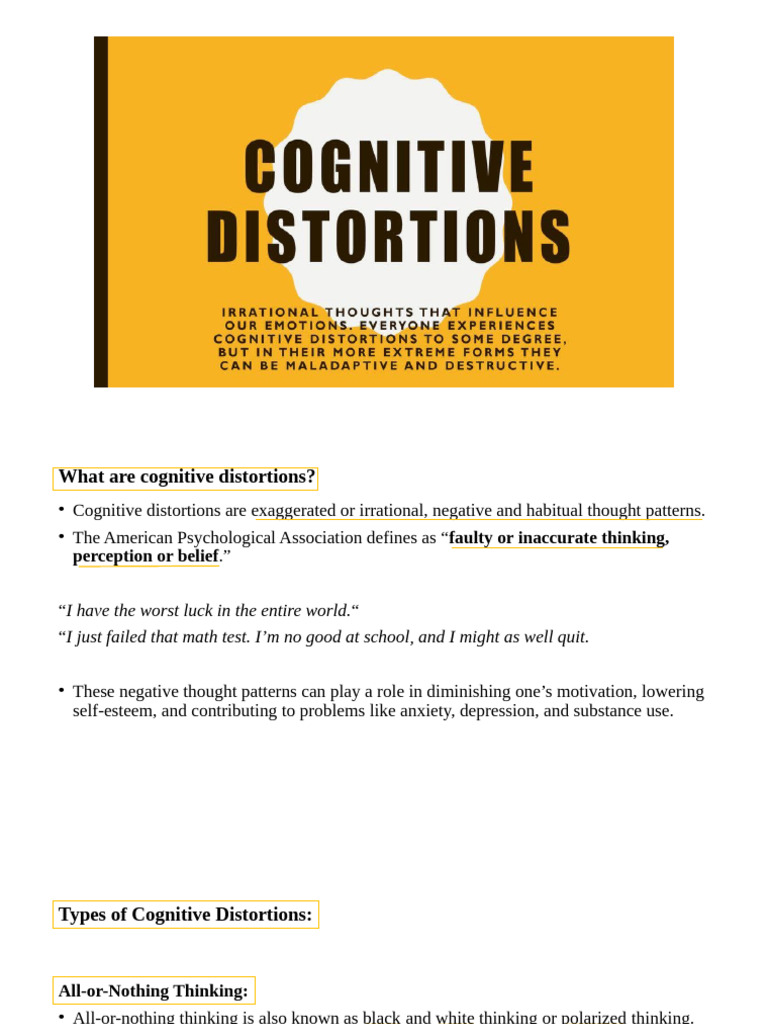 Cognitive distortions | PDF | Thought | Social Psychology