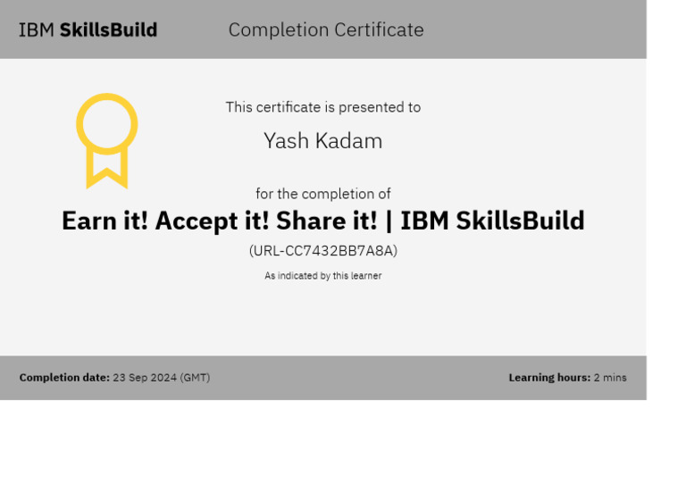 Completion Certificate - SkillsBuild 3 | PDF