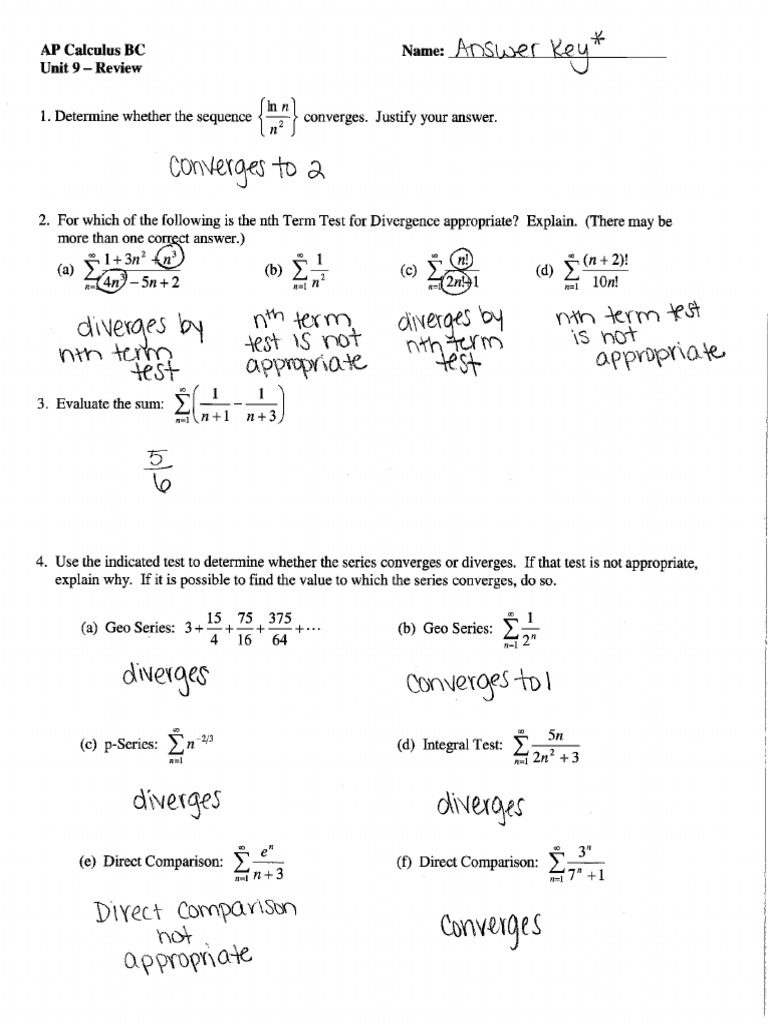 Unit 9 - Review - Answer Key | PDF