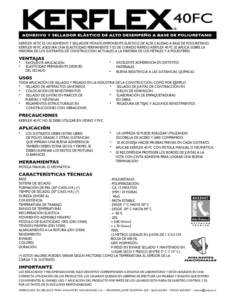 Kerflex 40 FC | PDF | Materiales | Sector secundario de la economía