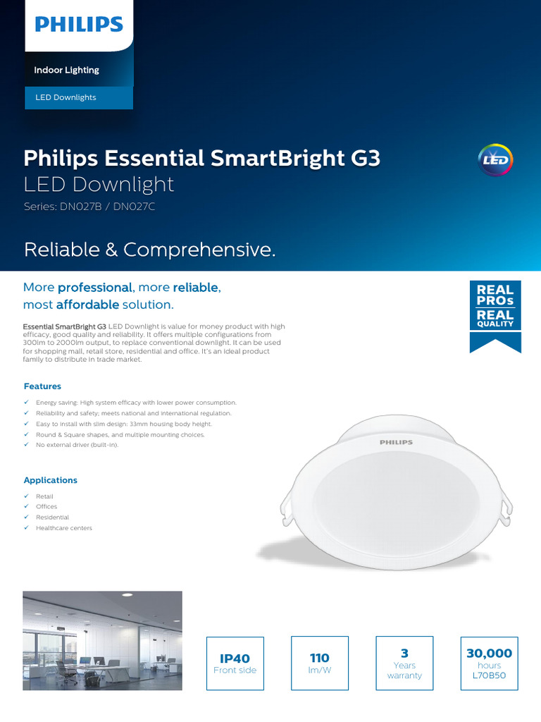 Philips Downlights - DN027B | PDF | Electrical Engineering | Electric Power