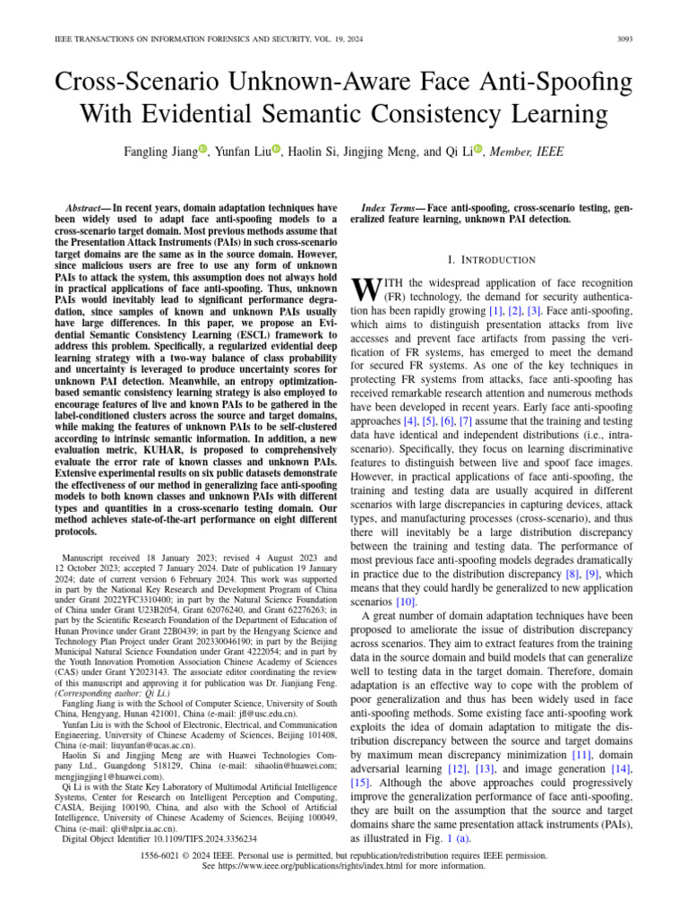 Cross-Scenario Face Anti-Spoofing Method | PDF | Computational ...