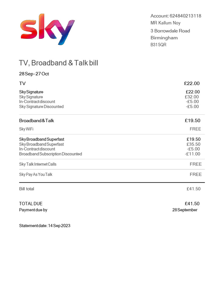 Kallum Sky Bill | PDF