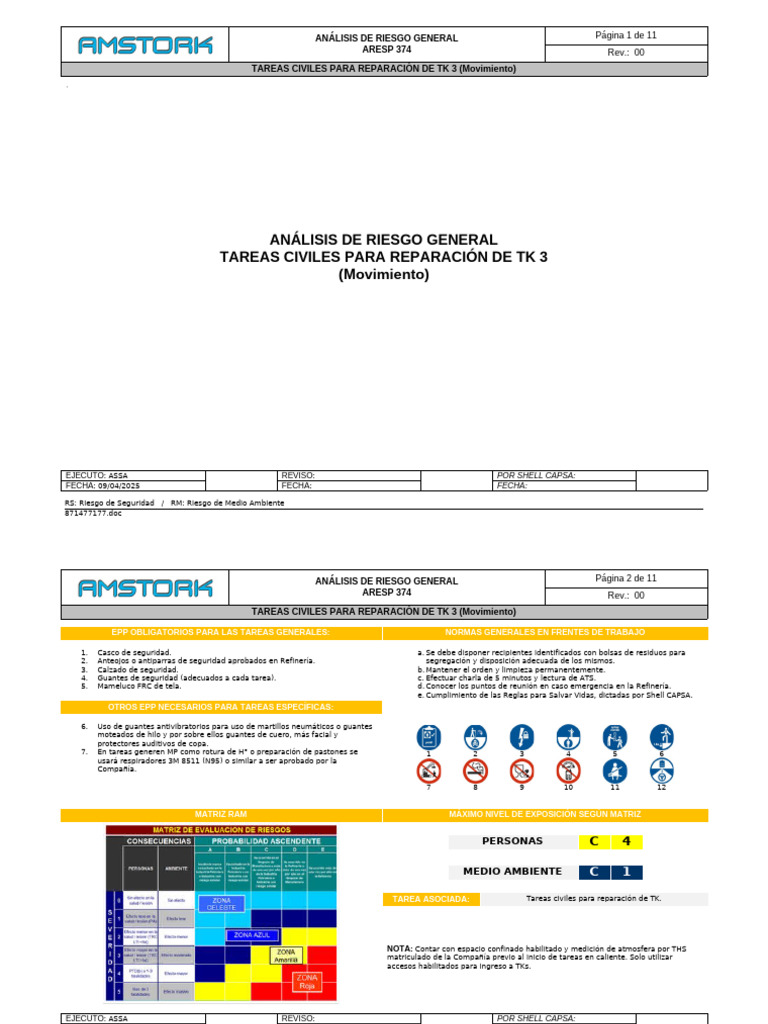 ARESP374 Tareas Civiles para Reparación de TK 3 (Movimiento) Rv00 | PDF